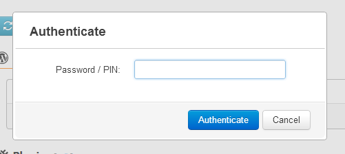 iControlWP: Password or PIN Confirmation Dialog - iControlWP