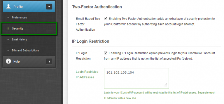 Feature: IP Login Restriction - iControlWP