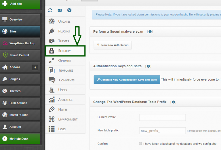 Multiple WordPress Management Features: Site Security - iControlWP