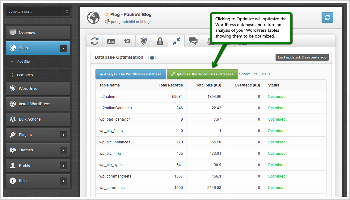 iControlWP: WordPress Database Optimization - iControlWP