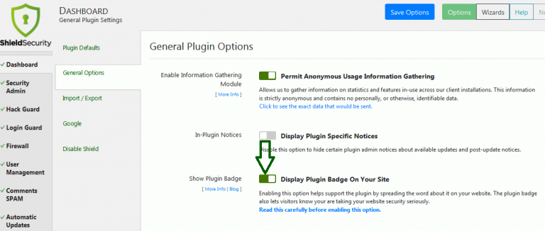 Accessing The WordPress Shield Security Plugin Badge Option - iControlWP