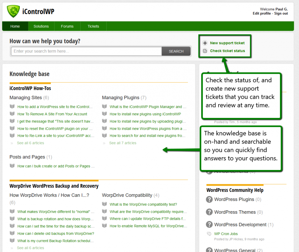 Feature Support Documentation And Faqs Icontrolwp