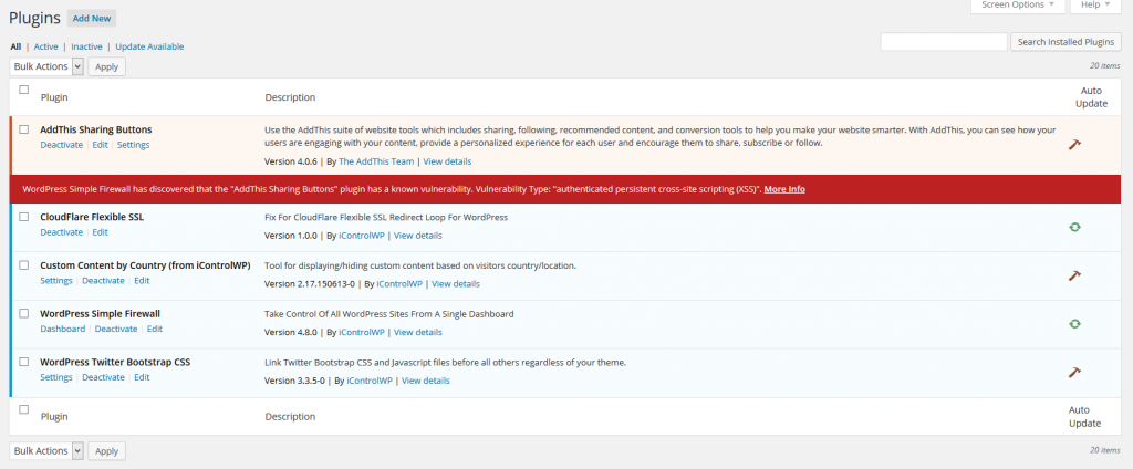 Plugin Vulnerabilities Integration Into iControlWP Security Plugin - iControlWP